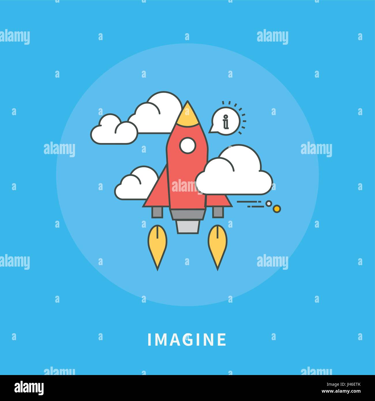 circle color line flat design of imagine, modern vector illustration ...