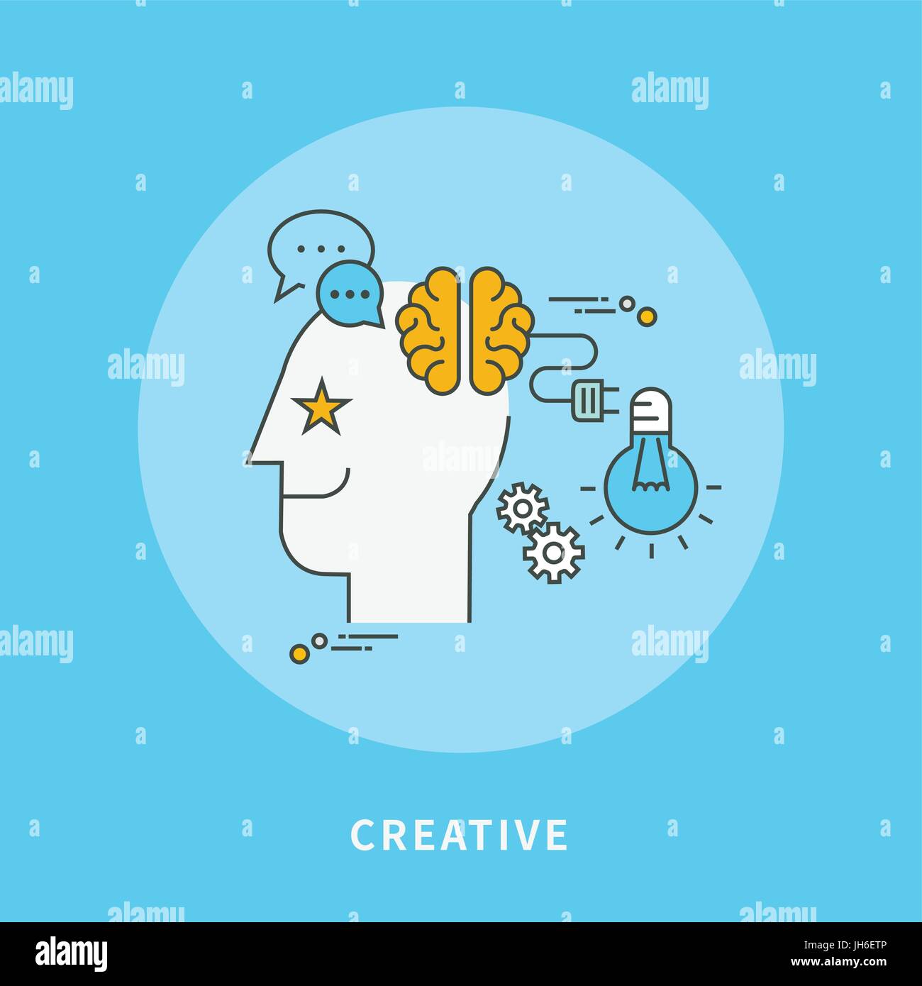 circle color line flat design of creative idea, modern vector Stock ...