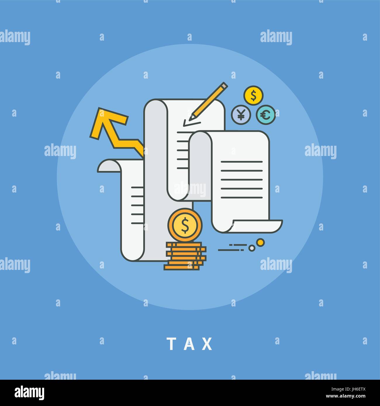 circle color line flat design of tax, modern vector illustration Stock ...