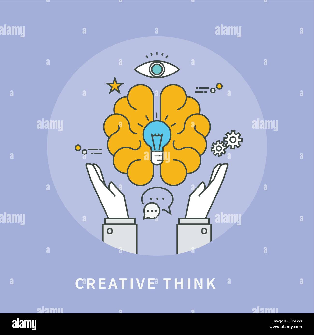 simple line flat design of thinking creative, modern vector ...
