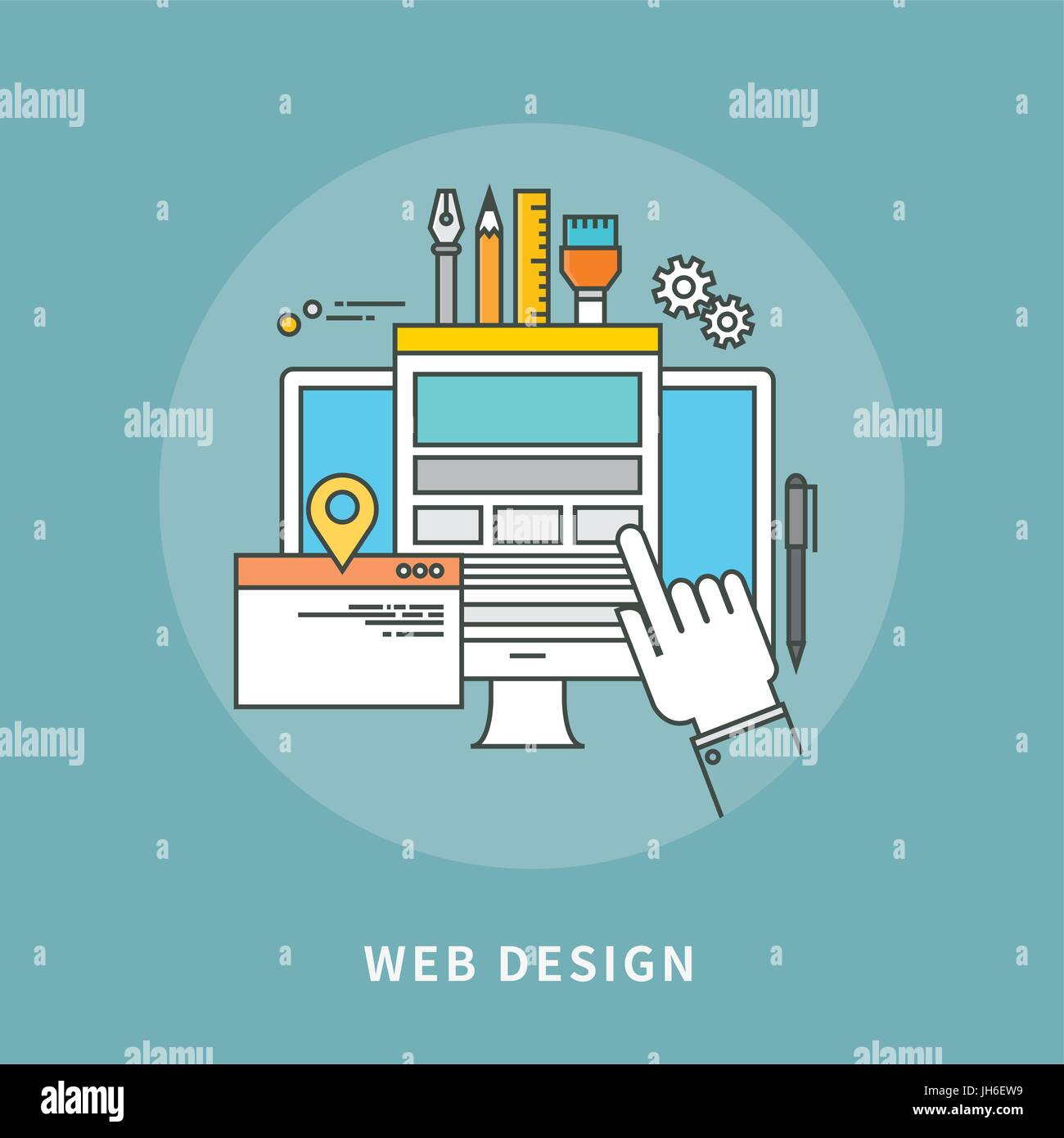 circle color line flat design of web design, modern vector illustration ...