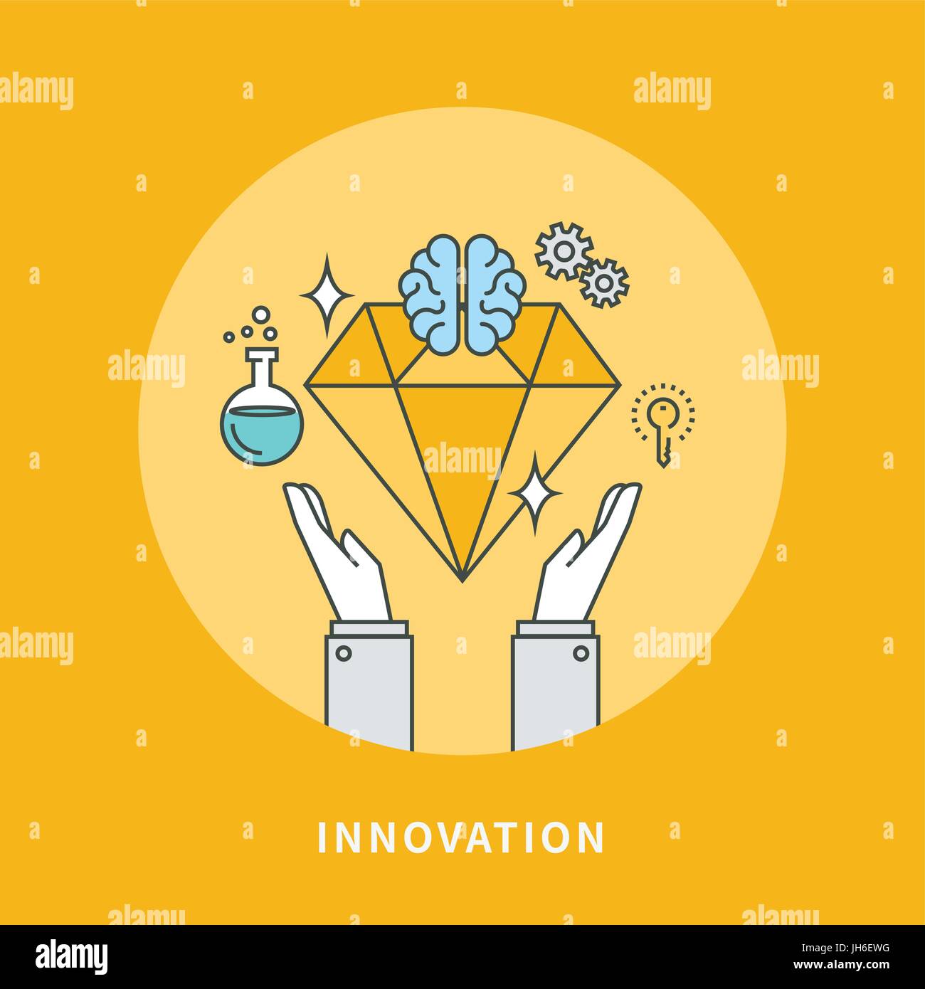circle color line flat design of innovation, modern vector illustration ...