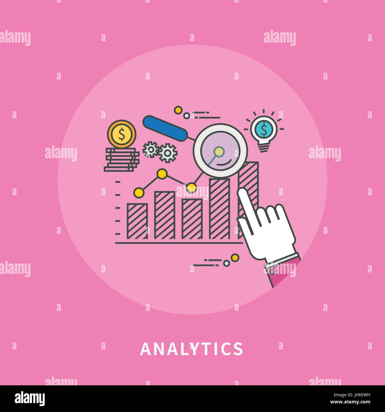 circle color line flat design of business statistics, modern vector ...