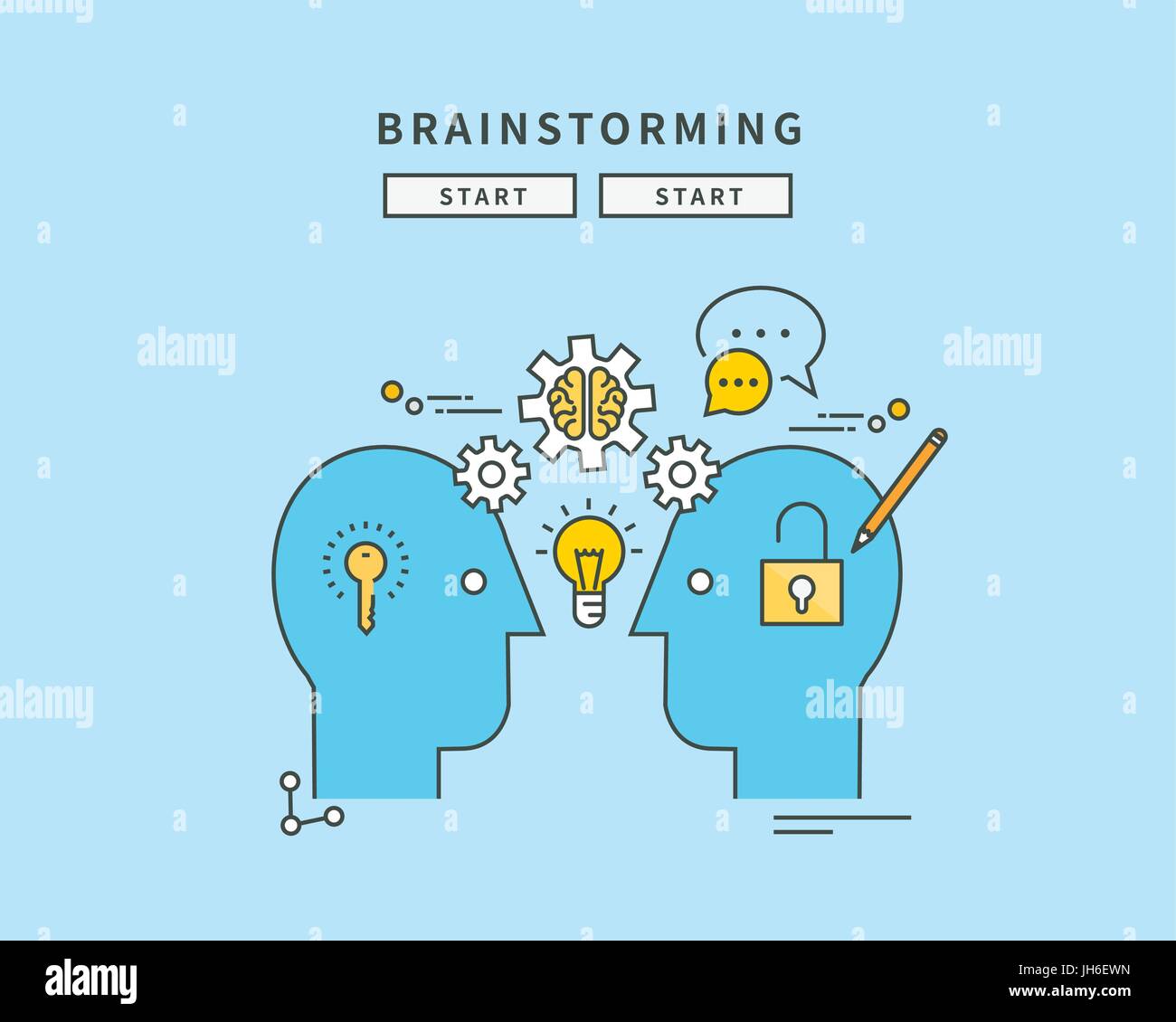simple line flat design of brainstorming, modern vector illustration ...