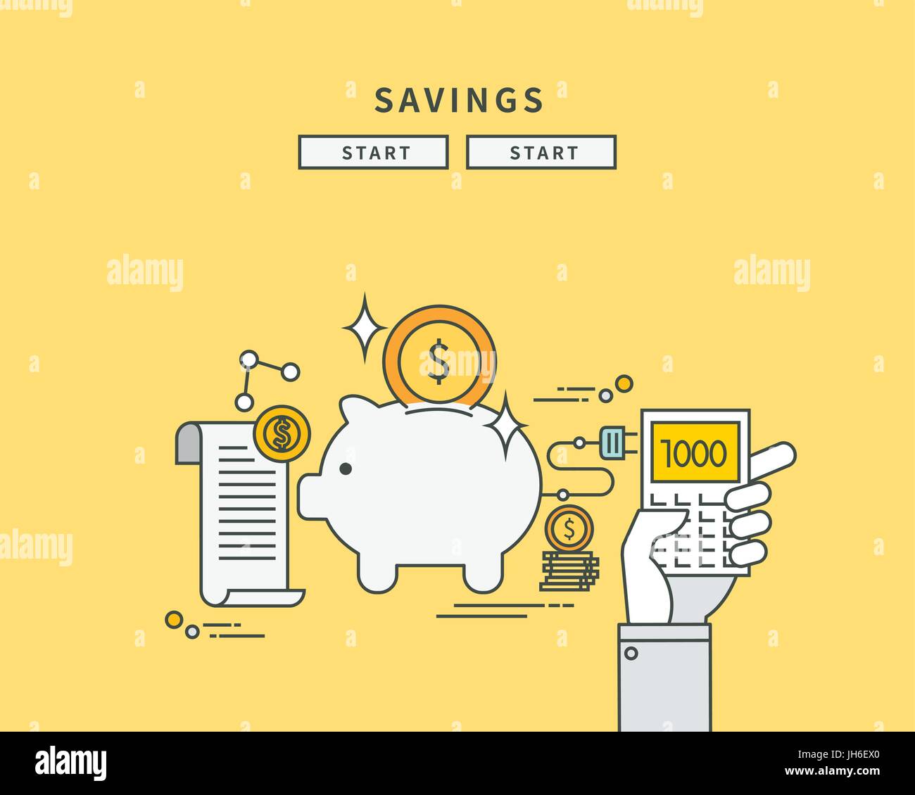 simple color line flat design of savings, modern vector illustration ...