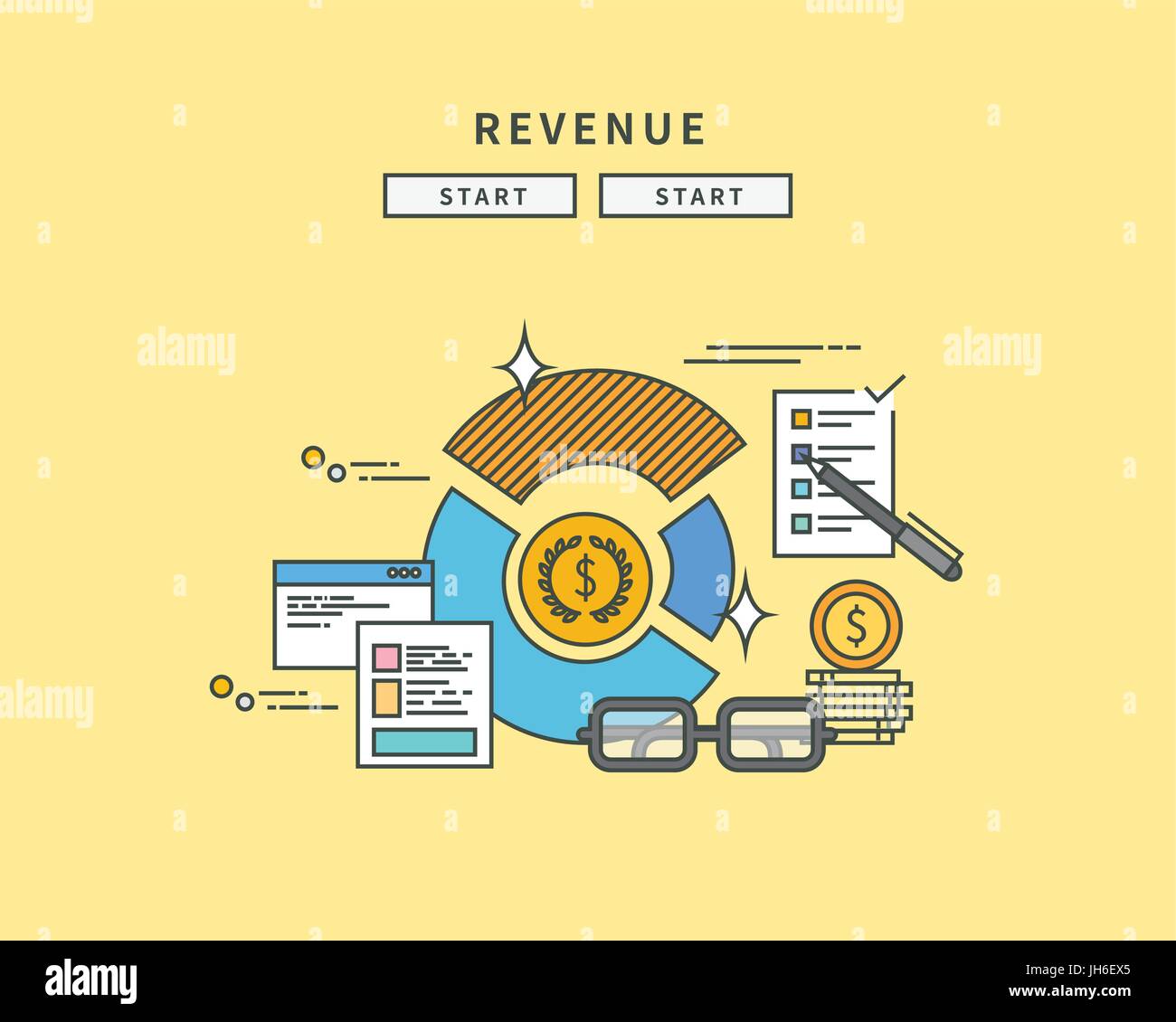 simple line flat design of revenue, modern vector illustration Stock ...