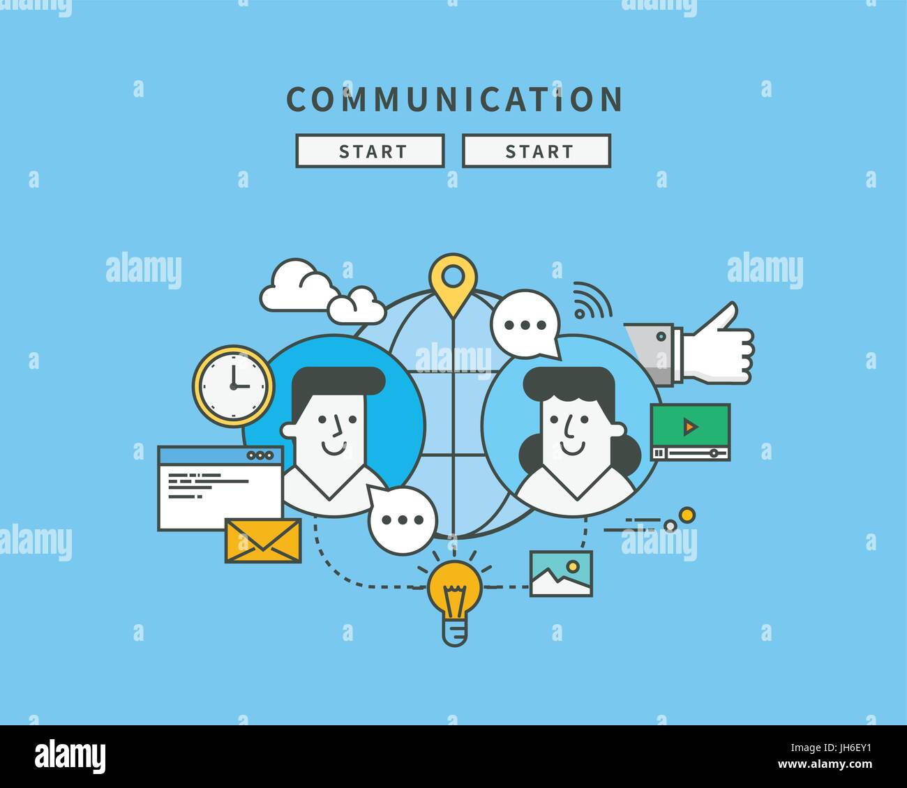 simple color line flat design of communication, modern vector ...