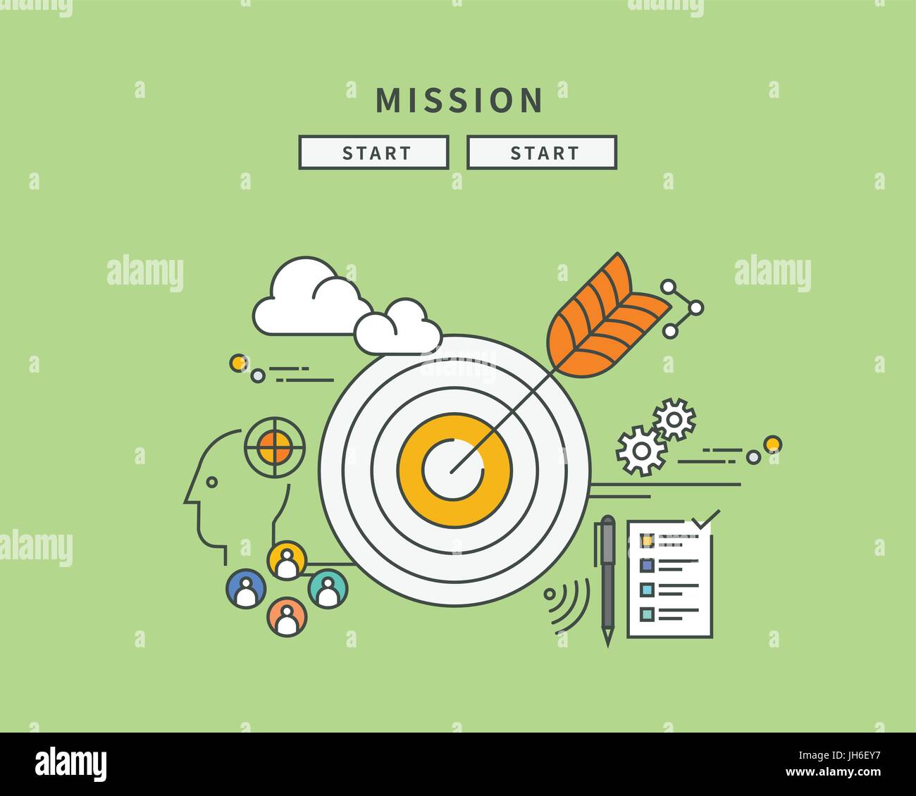 simple color line flat design of mission, modern vector illustration ...