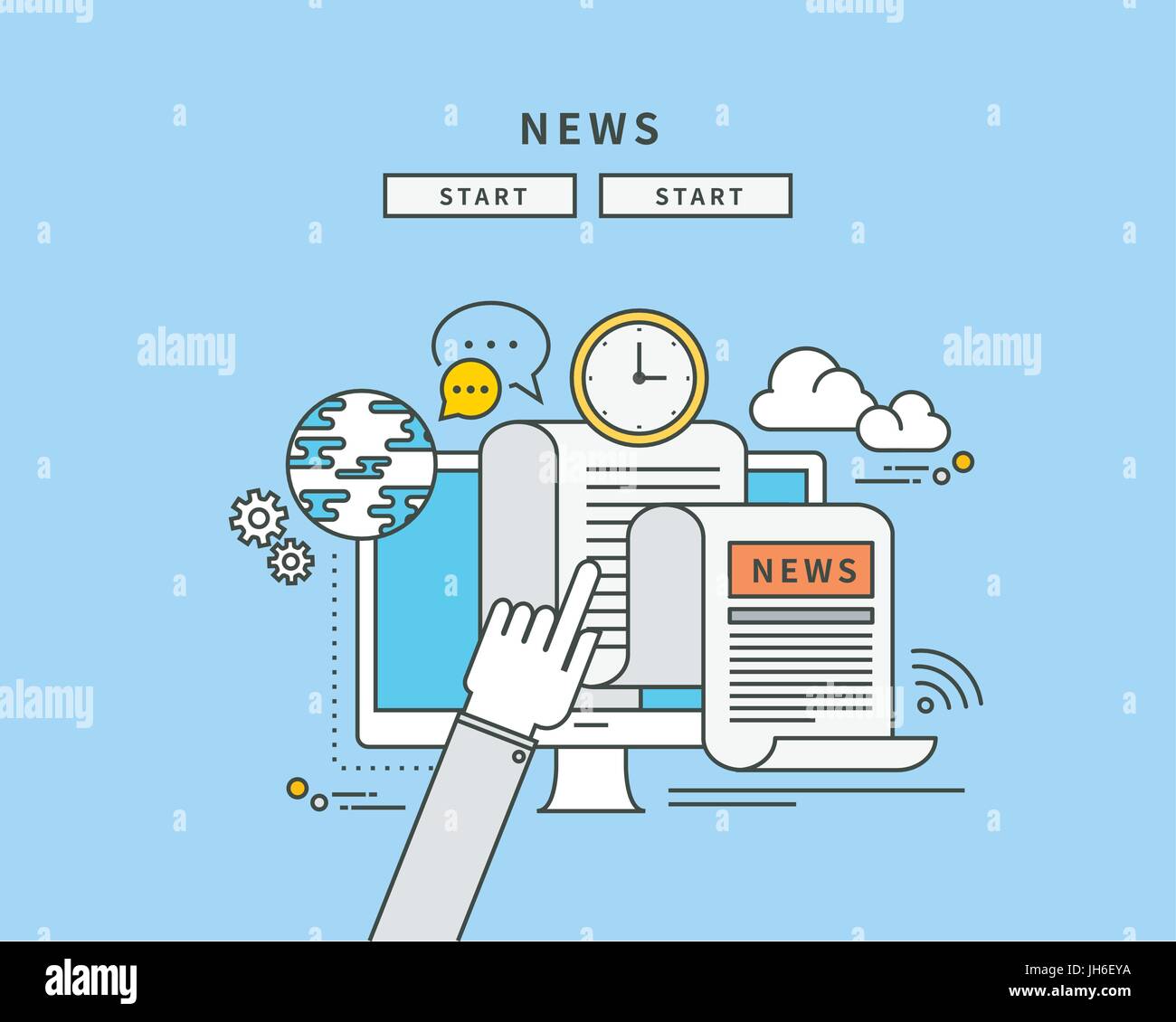 simple color line flat design of news, modern vector illustration Stock ...