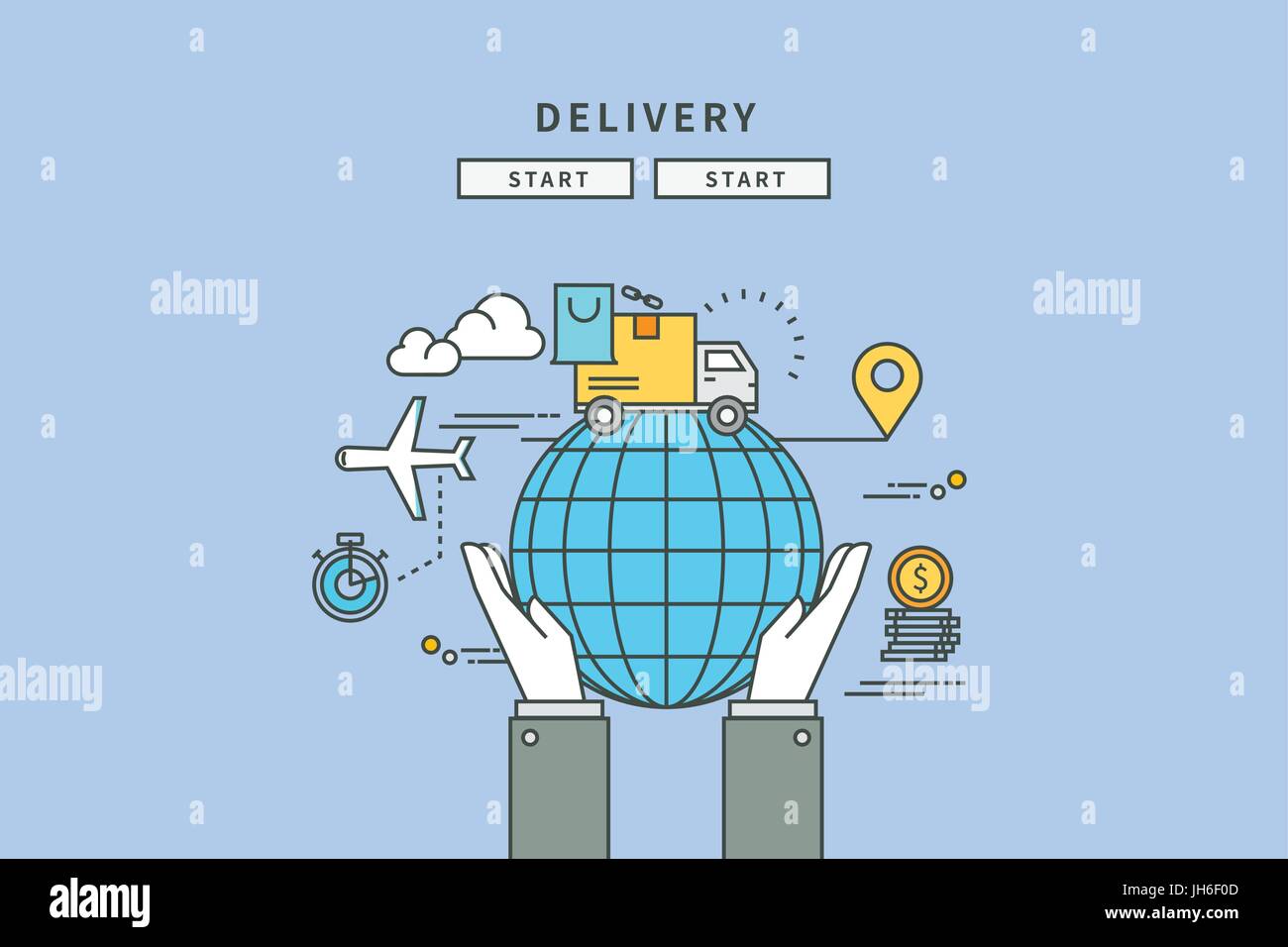 simple color line flat design of delivery , modern vector illustration ...