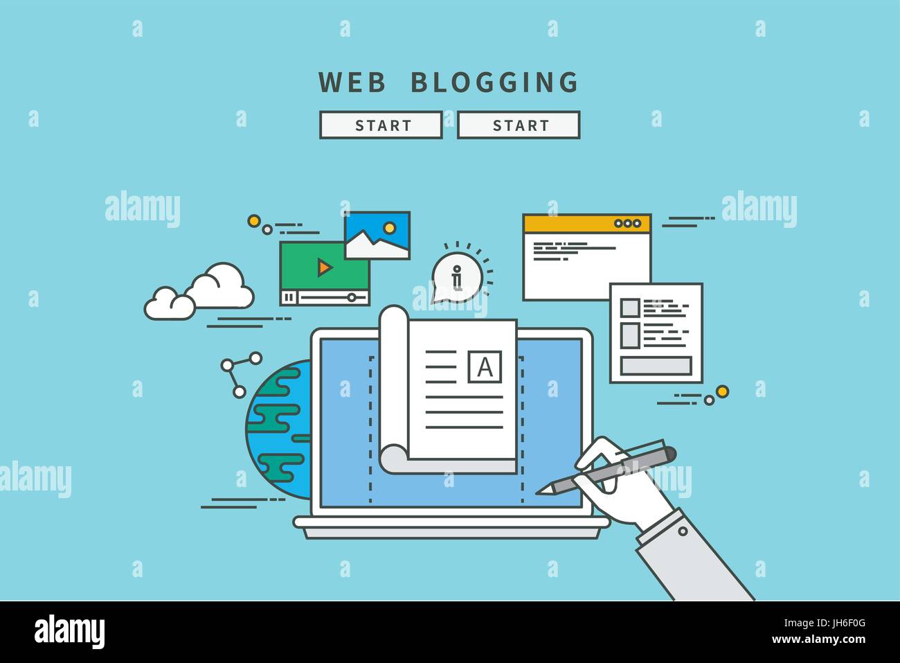 circle color line flat design of web blogging, modern vector ...