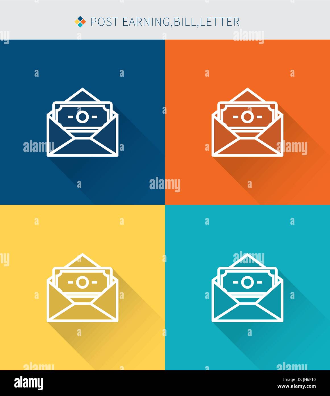 Thin thin line icons set of post earning & bill & letter, modern simple ...