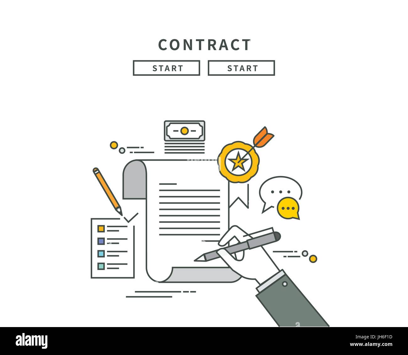 simple line flat design of contract, modern vector illustration Stock ...