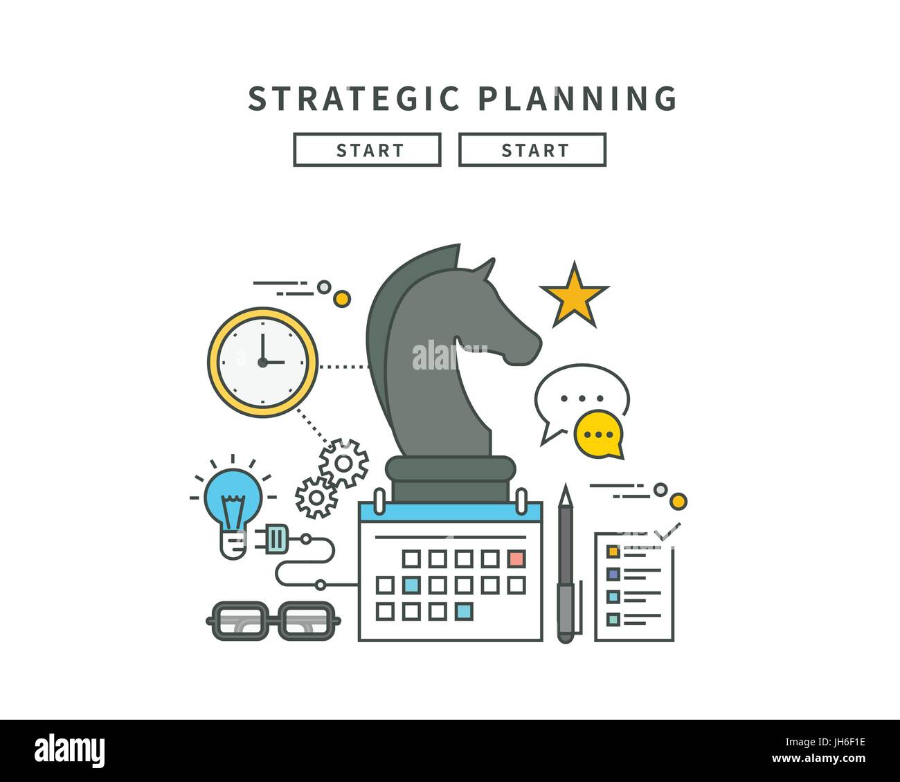 simple line flat design of strategic planning, modern vector ...
