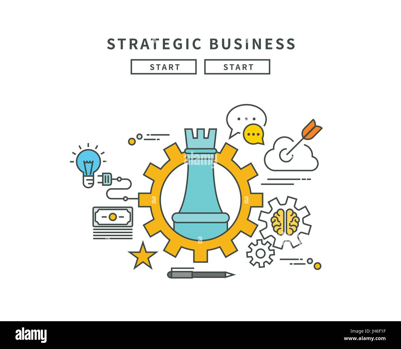 simple line flat design of strategic business, modern vector ...