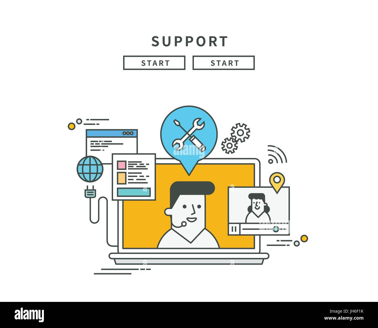 simple line flat design of support, modern vector illustration Stock ...