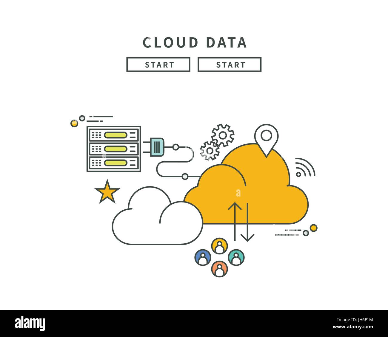 simple line flat design of cloud data, modern vector illustration Stock ...