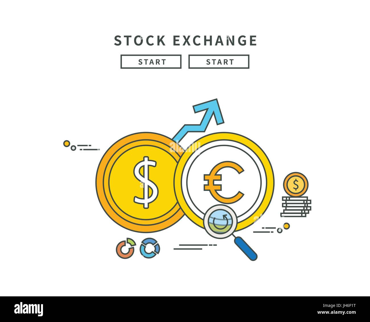 simple line flat design of stock exchange, modern vector illustration ...