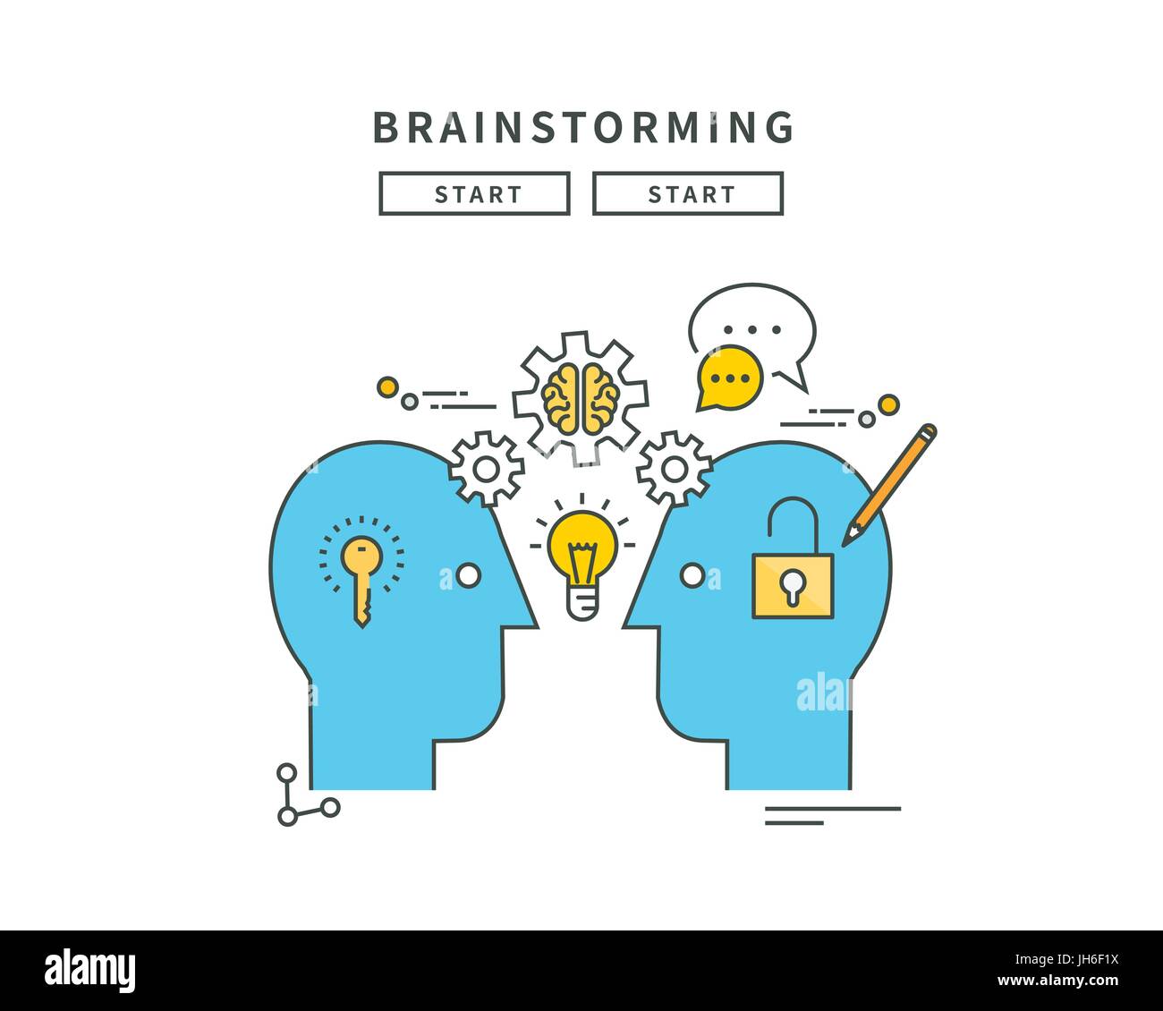 simple line flat design of brainstorming, modern vector illustration ...