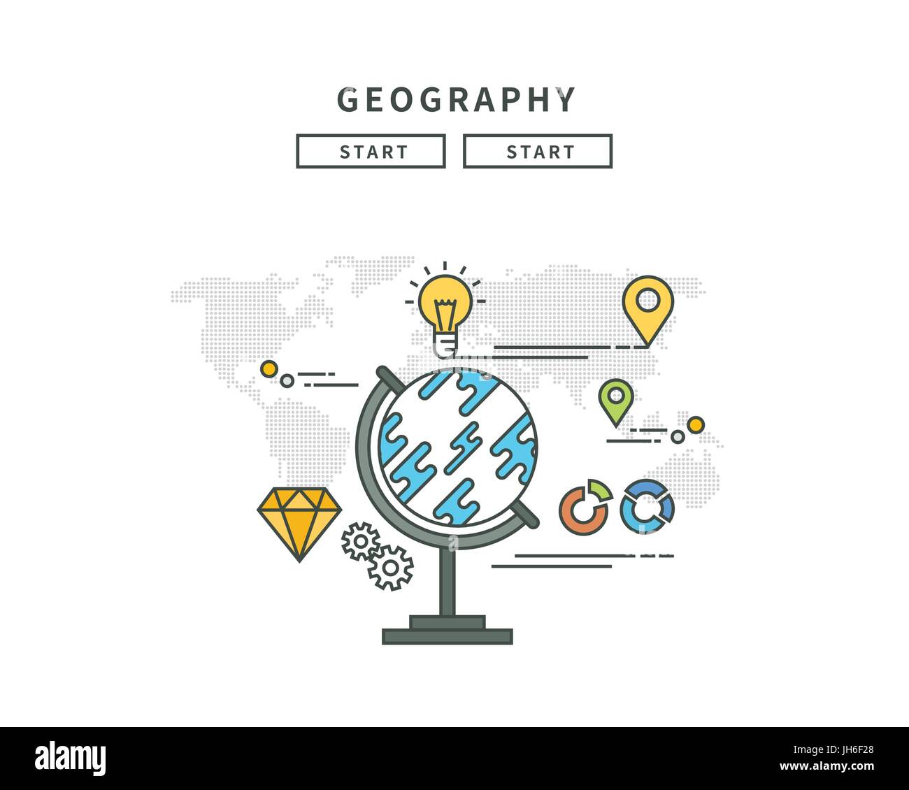 simple line flat design of geography, modern vector illustration Stock ...