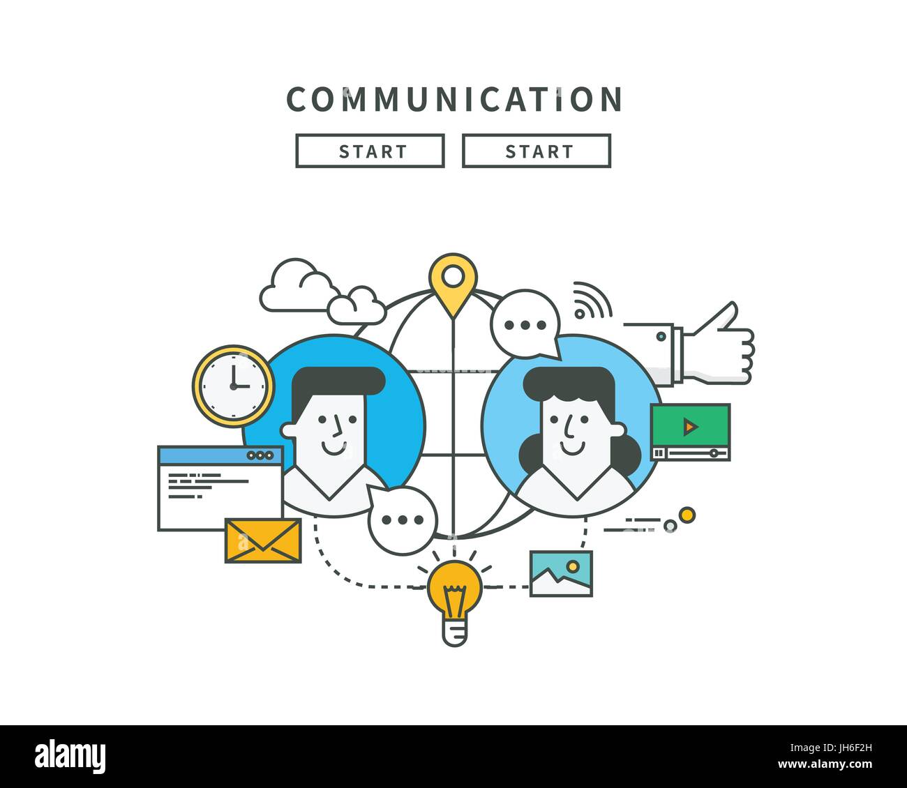 simple line flat design of communication, modern vector illustration ...