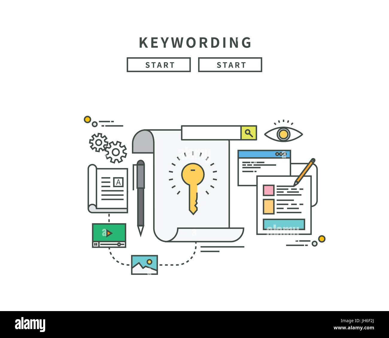 simple line flat design of keywording, modern vector illustration Stock ...