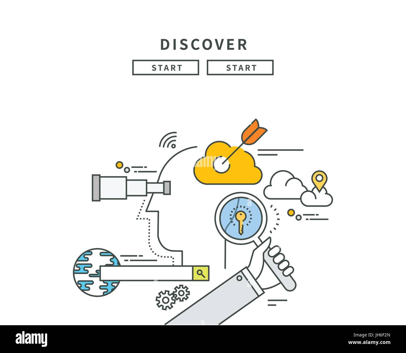 simple line flat design of discover idea, modern vector illustration ...