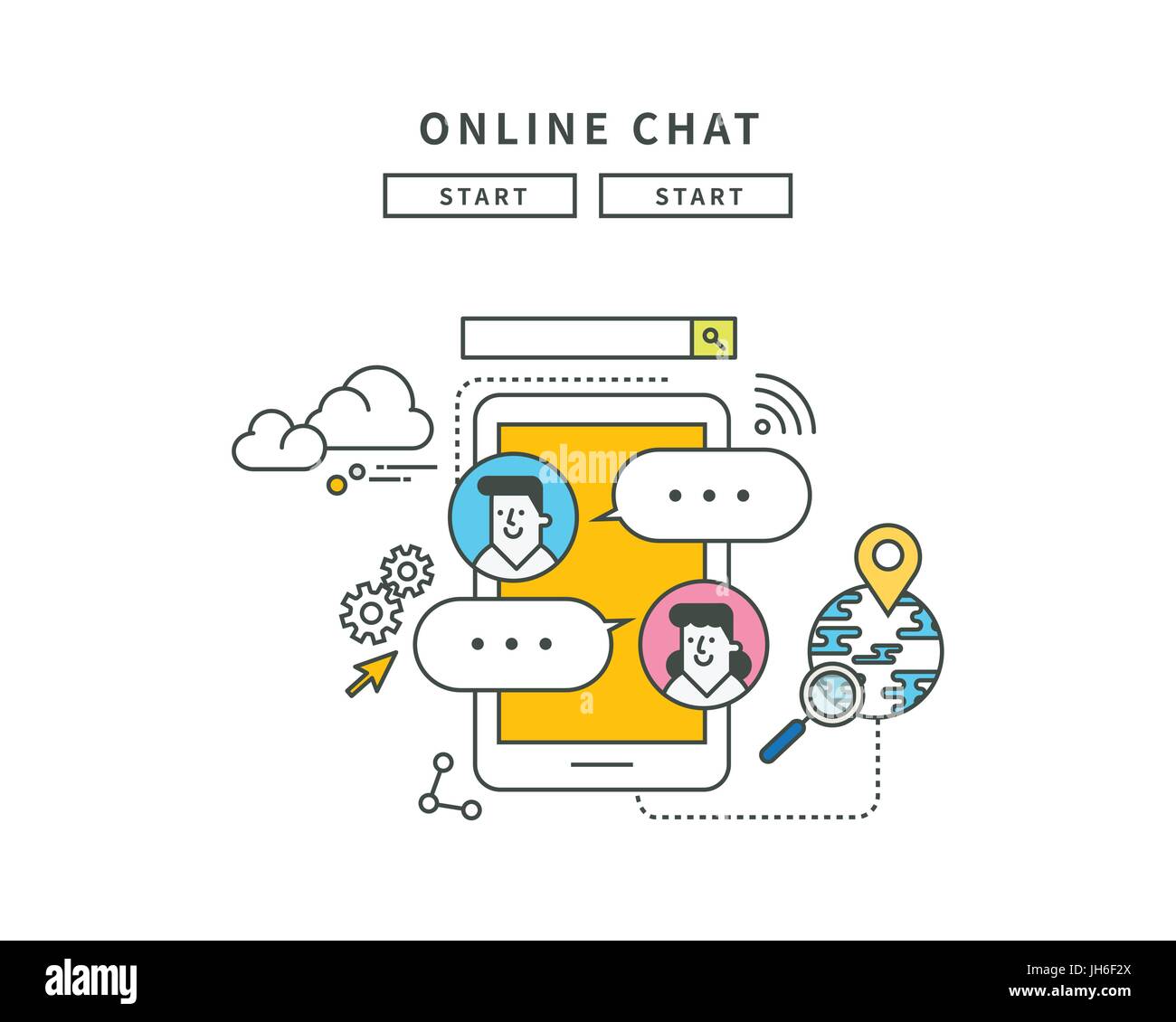 simple line flat design of online chat, modern vector illustration ...