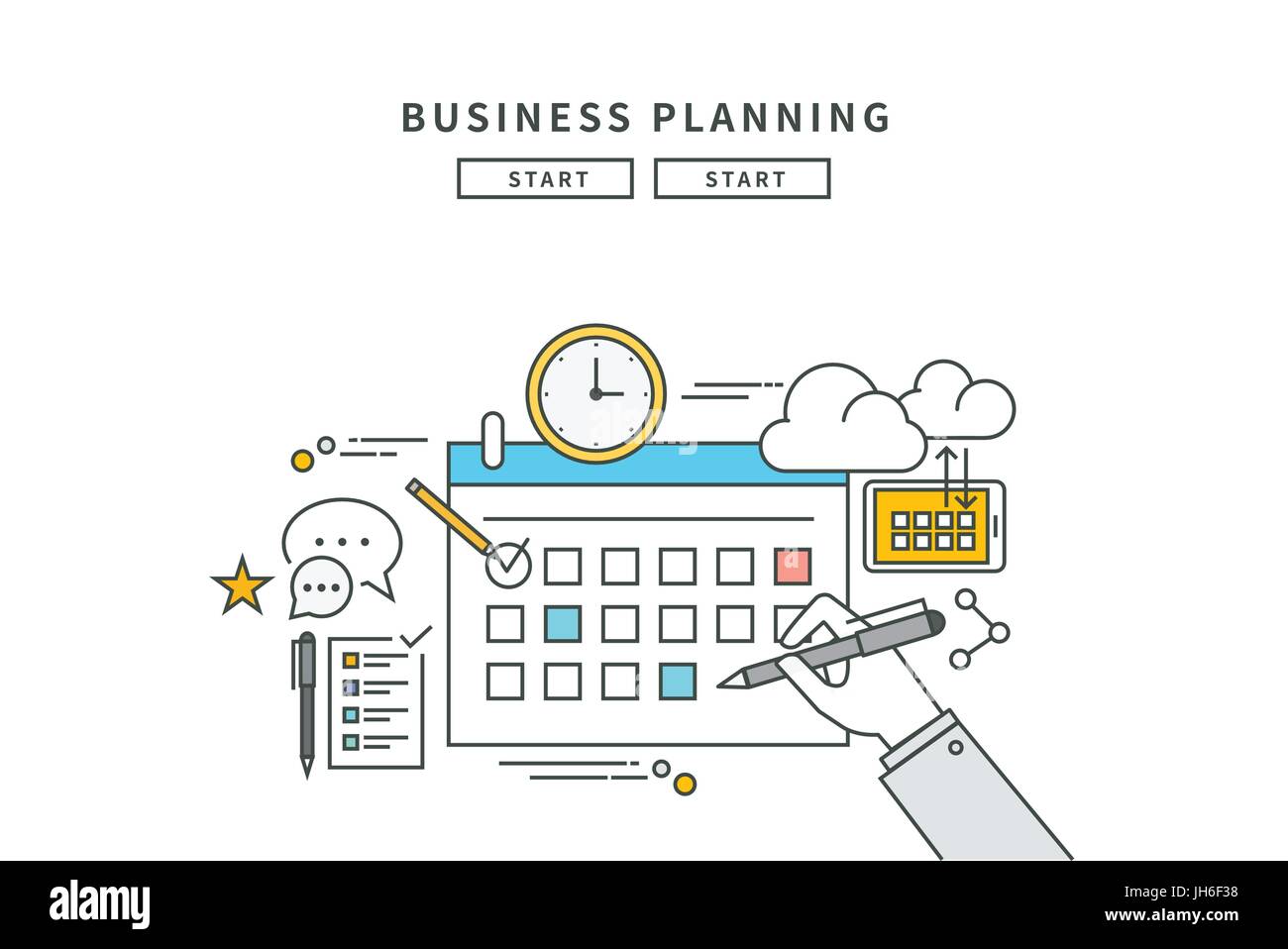 simple line flat design of business planning, modern vector ...
