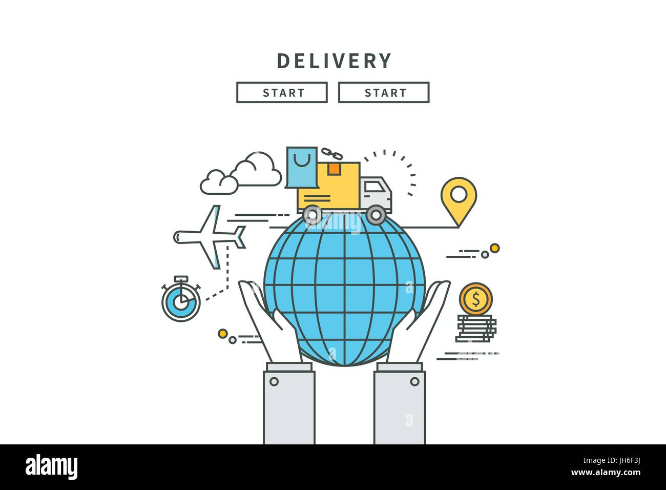 simple line flat design of delivery , modern vector illustration Stock ...