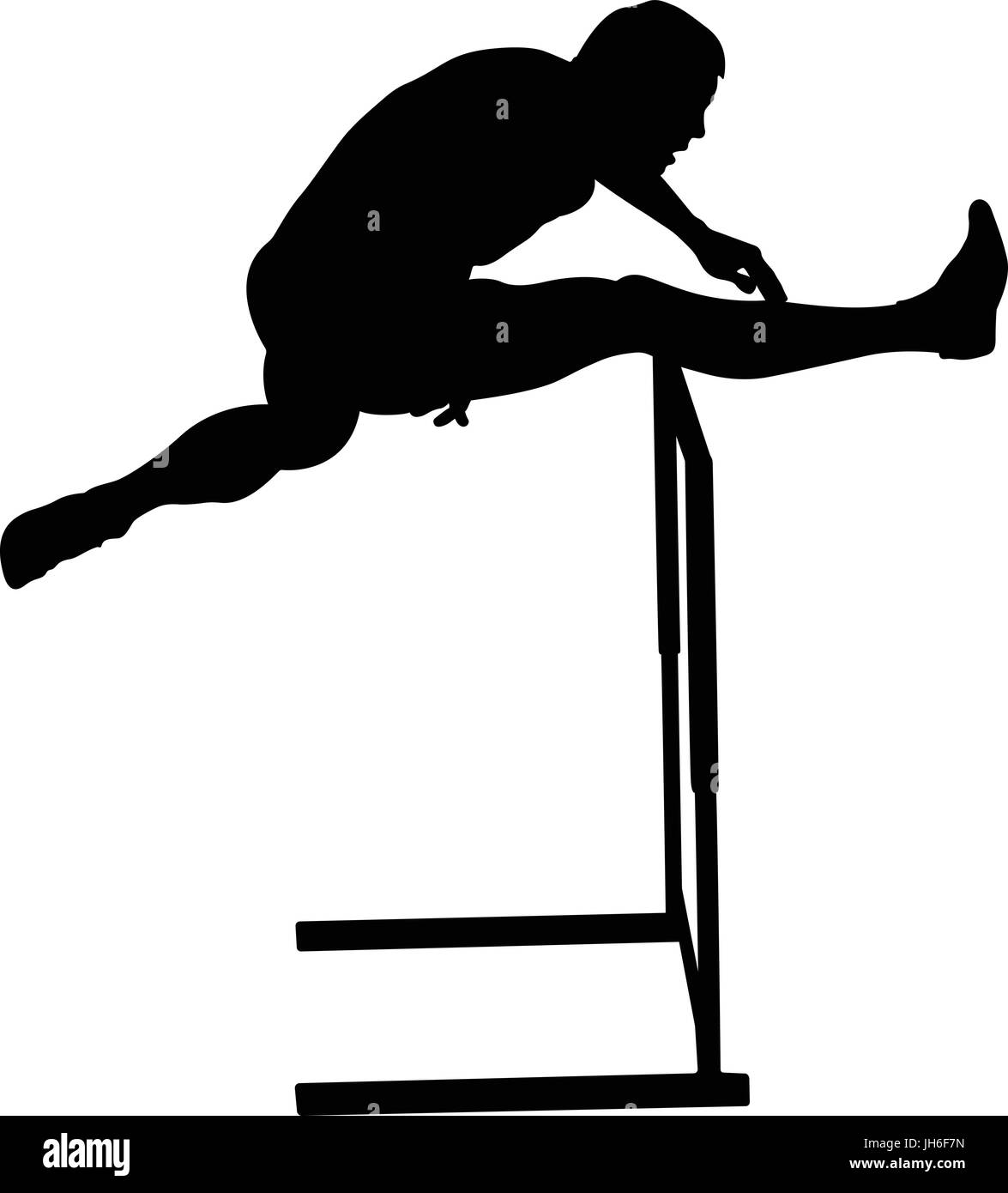 crossing hurdles male runner athletics black silhouette Stock Vector ...