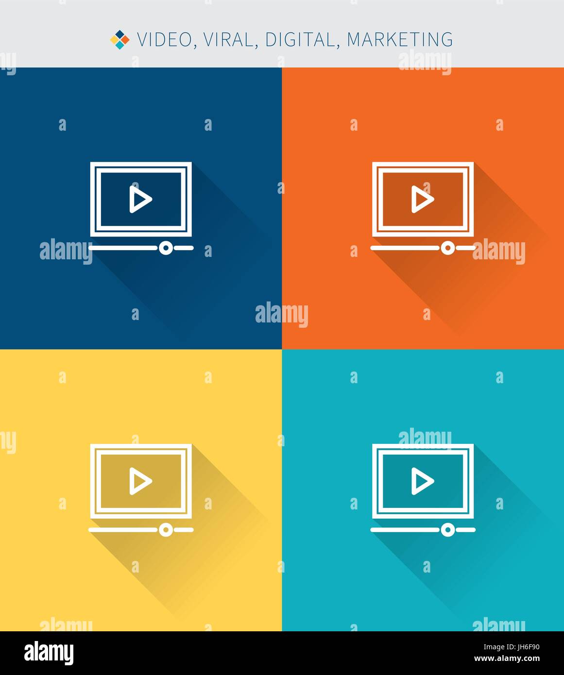 Thin thin line icons set of video marketing & tutorial, modern simple ...