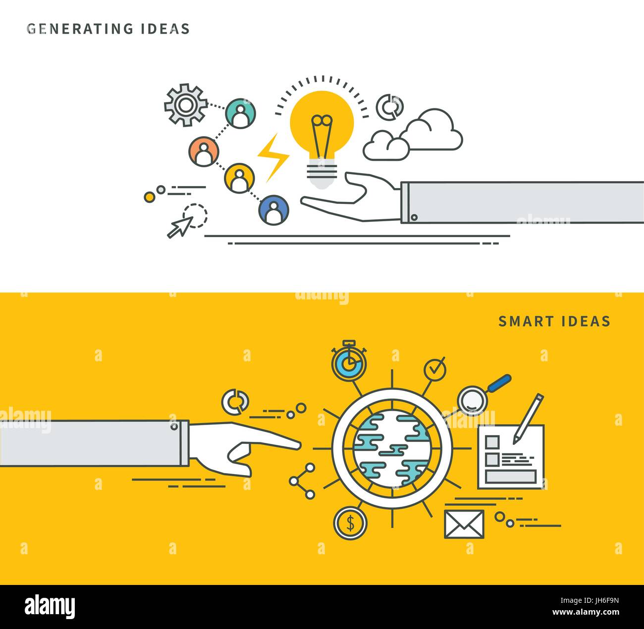 simple line flat design of cloud data & data storage solutions, modern ...