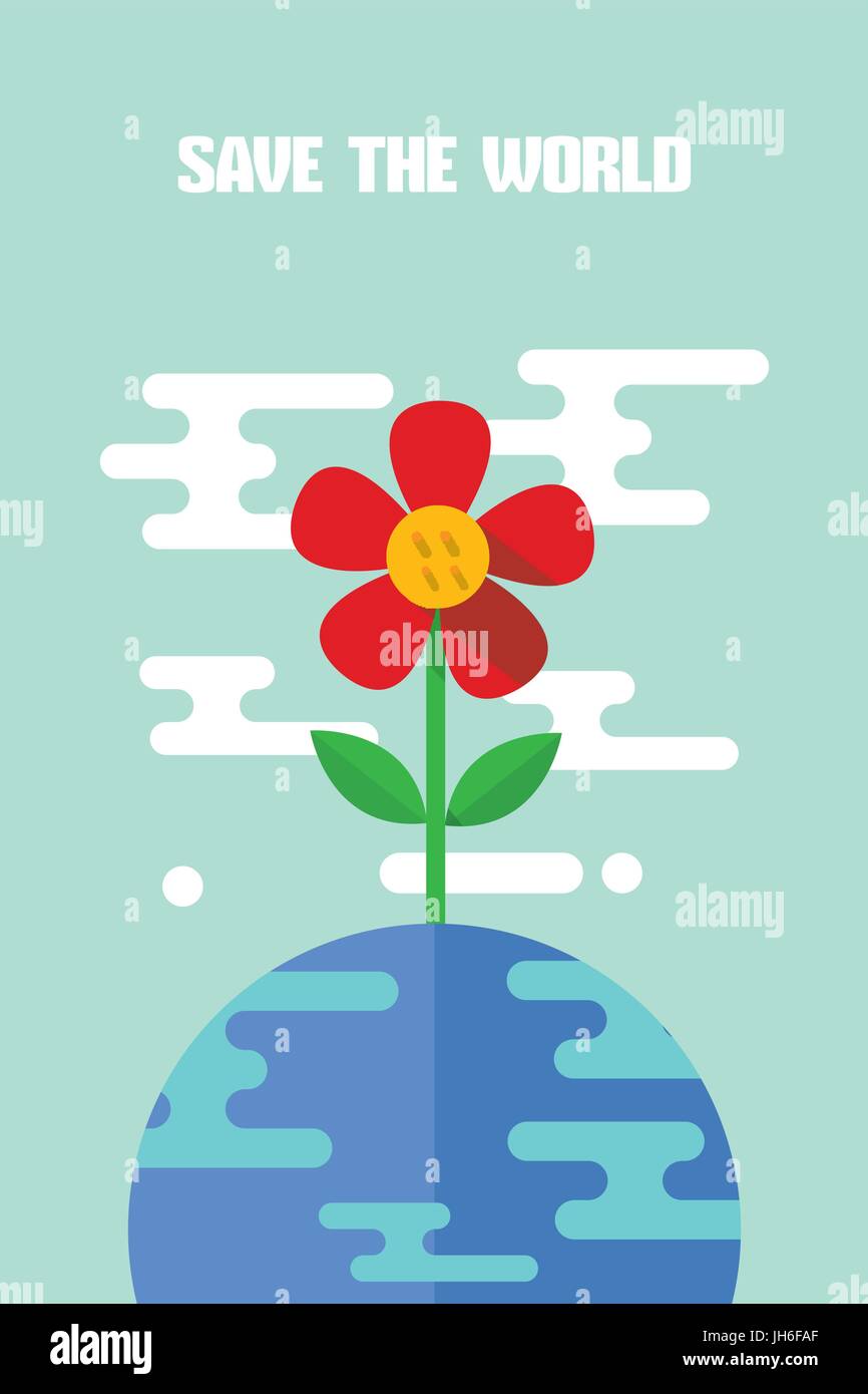 modern design flat character save the world vector illustration Stock ...