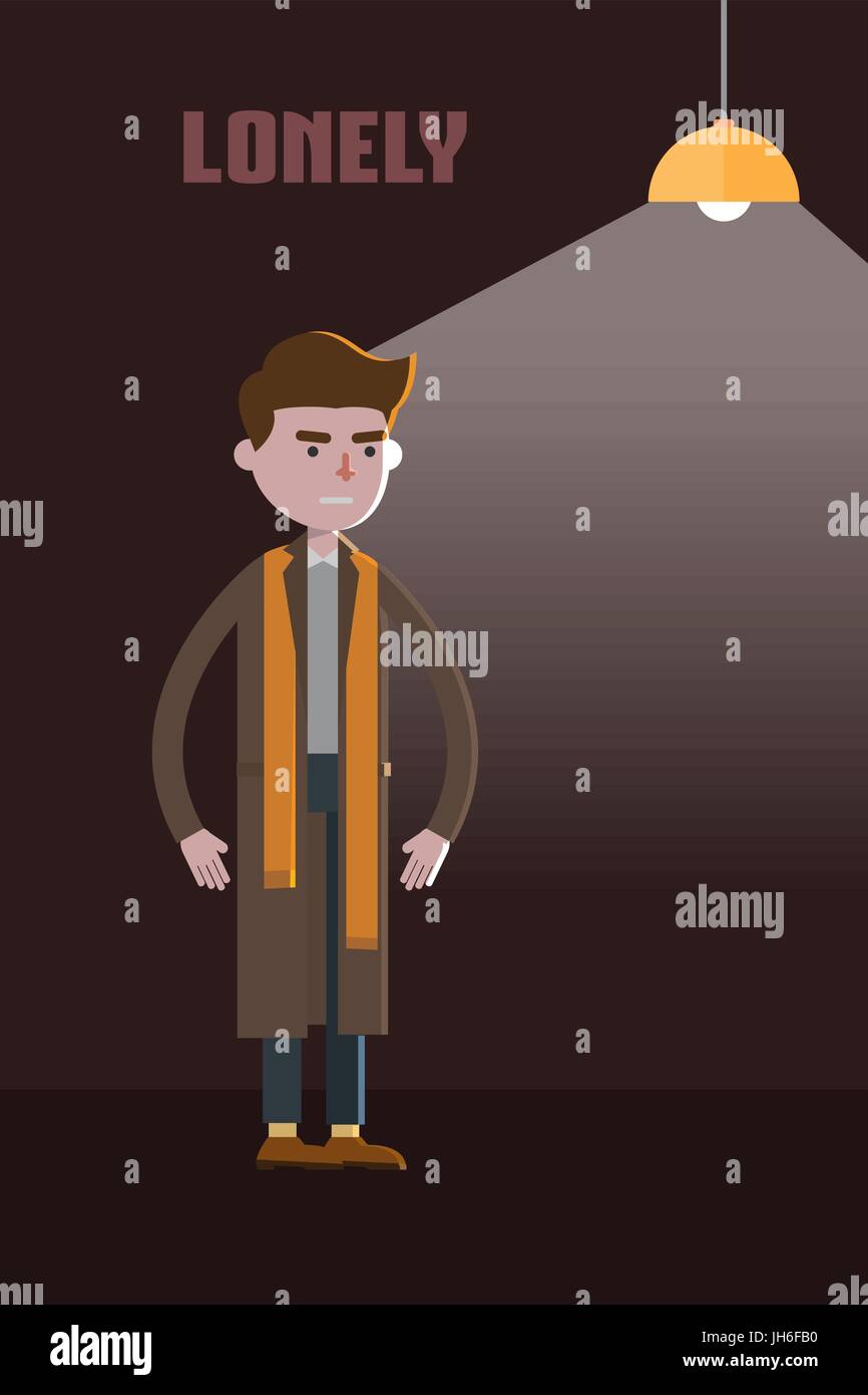 modern design flat character lonely vector illustration Stock Vector ...