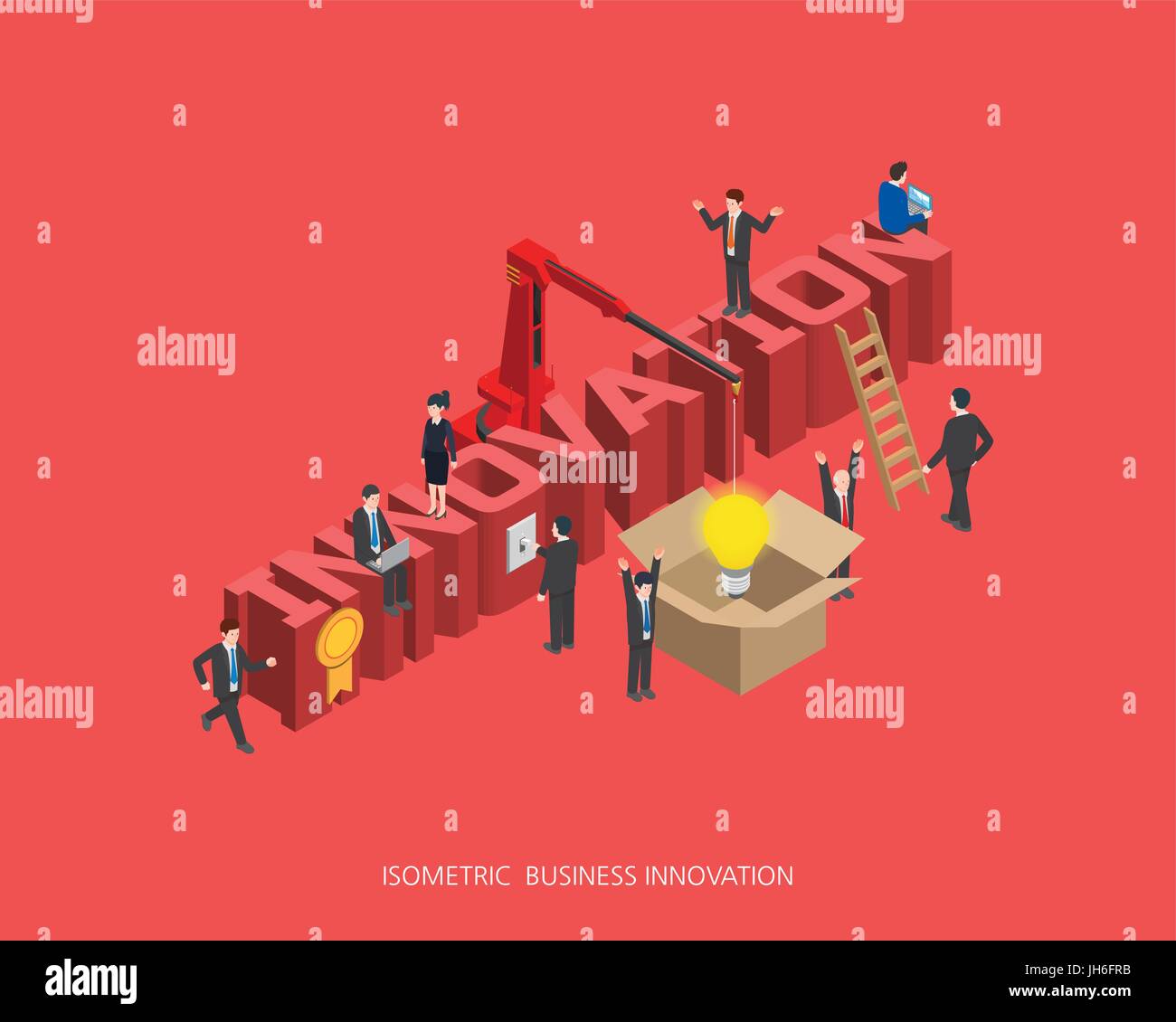 Flat 3d isometric vector illustration innovation concept design ...