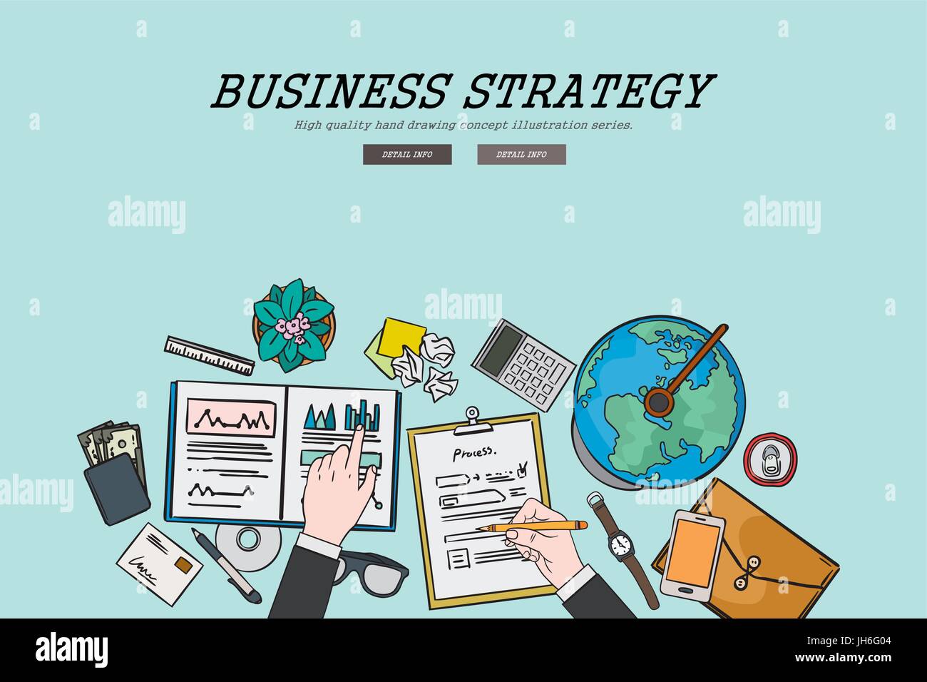 Drawing flat design illustration business strategy concept. Concepts ...