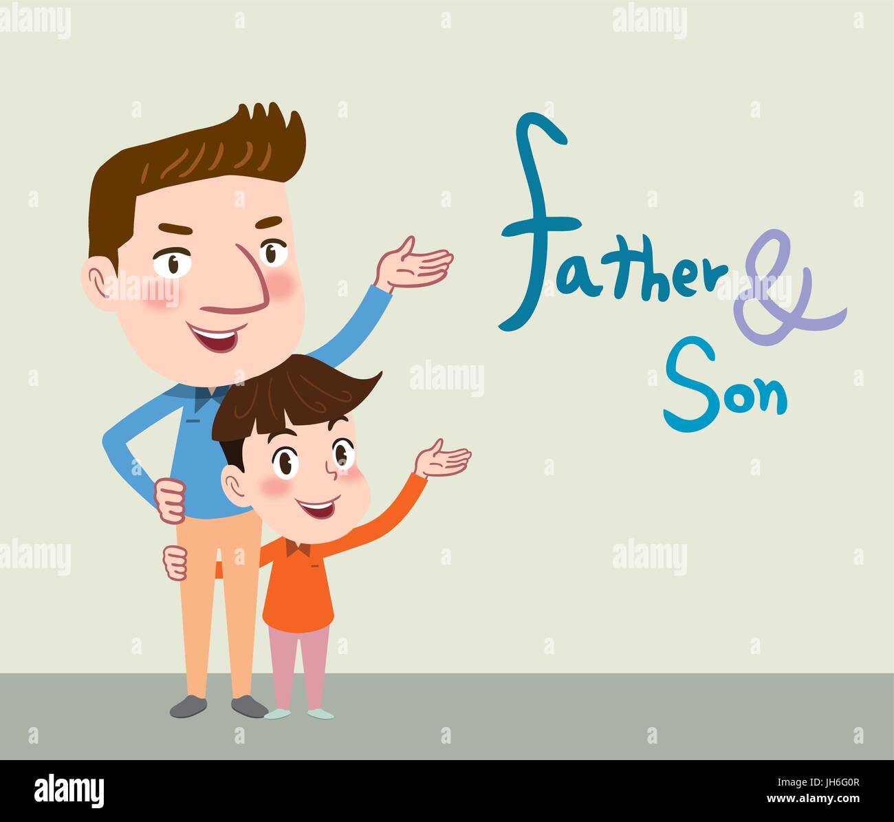 Drawing flat character design father and son concept ,vector ...