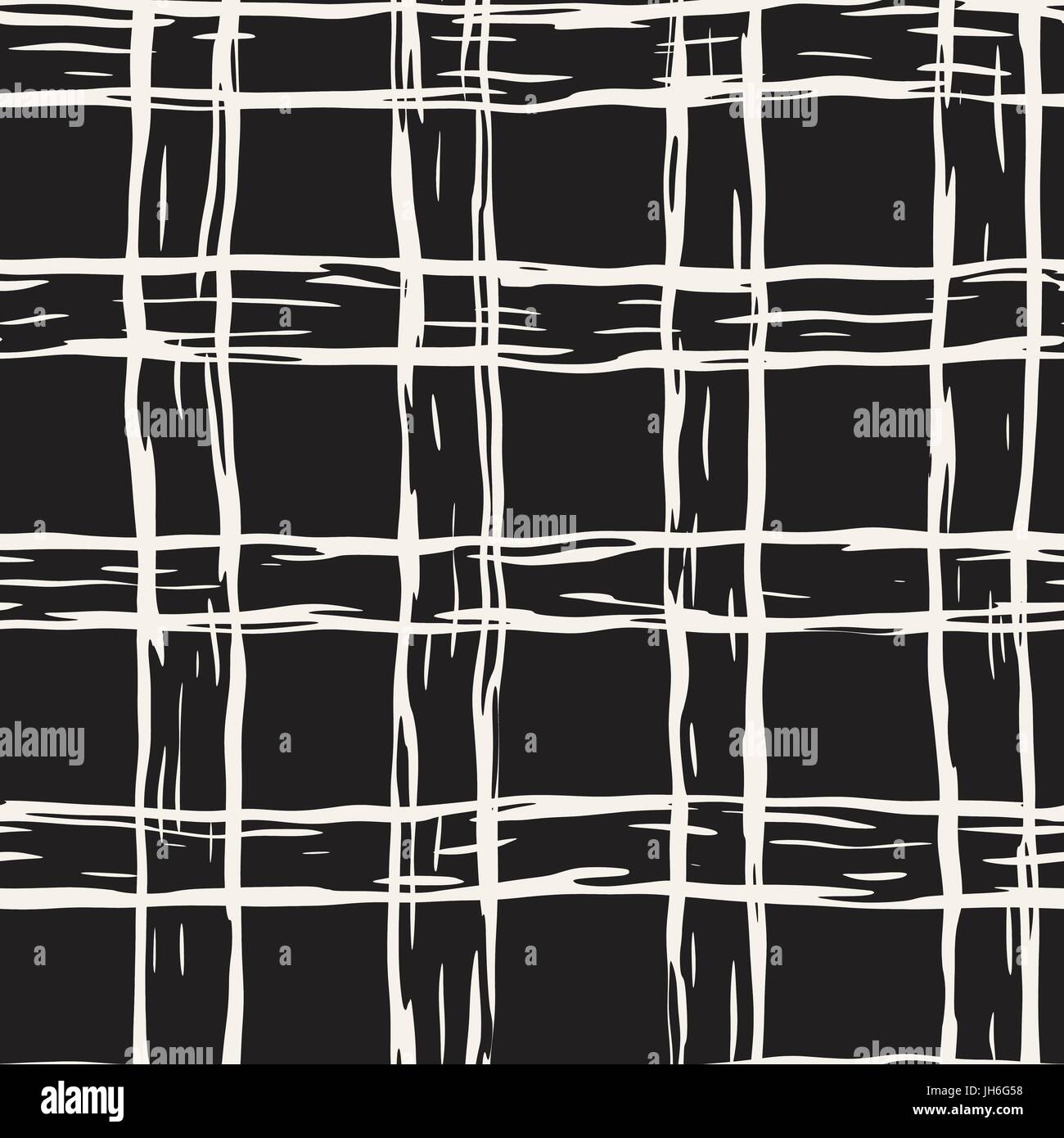 Hand drawn seamless plaid pattern. Allover pattern with ink doodle ...