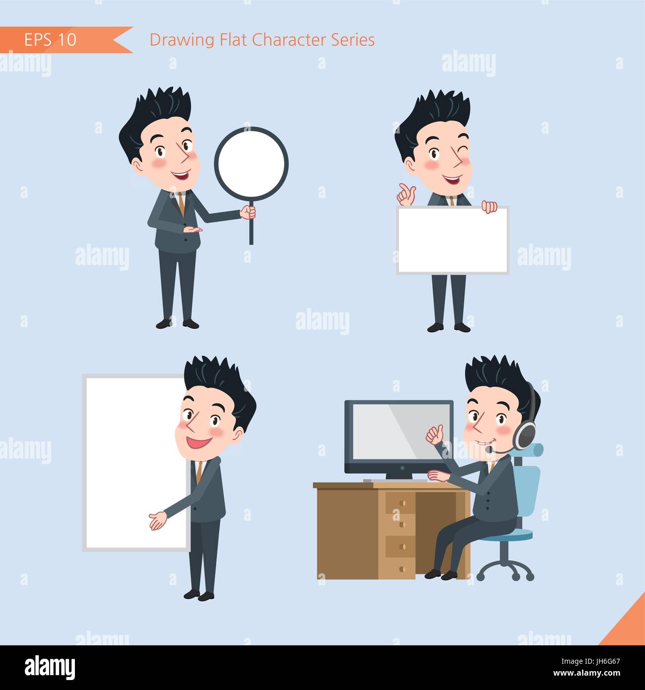Set of drawing flat character style, business concept young office ...
