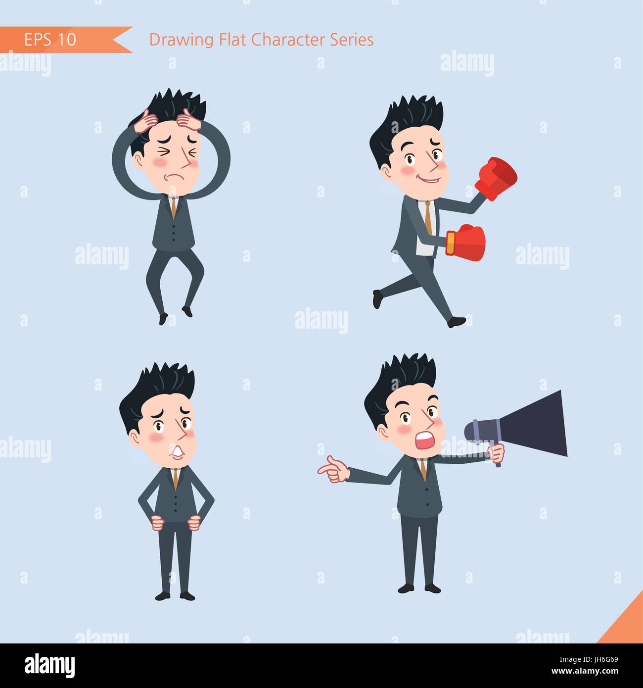 Set of drawing flat character style, business concept handsome office ...