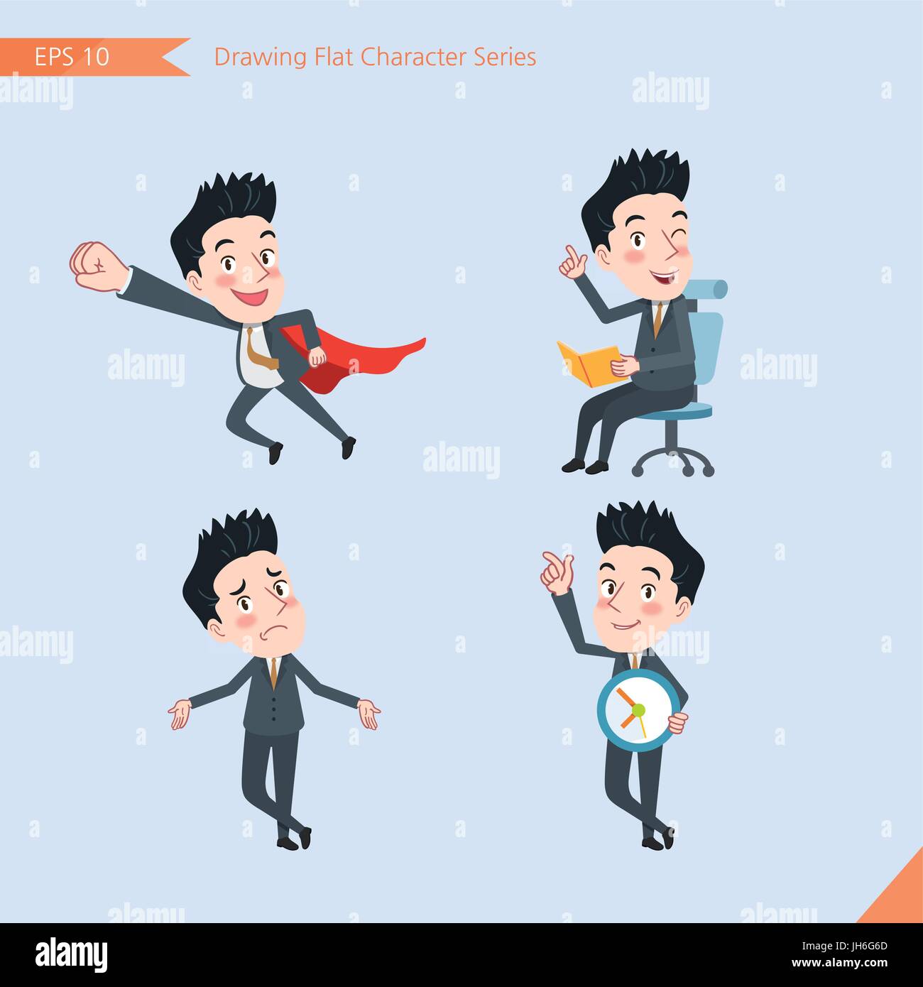 Set of drawing flat character style, business concept handsome offiece ...