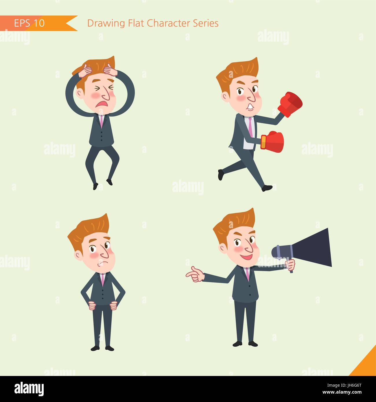 Set of drawing flat character style, business concept young office ...