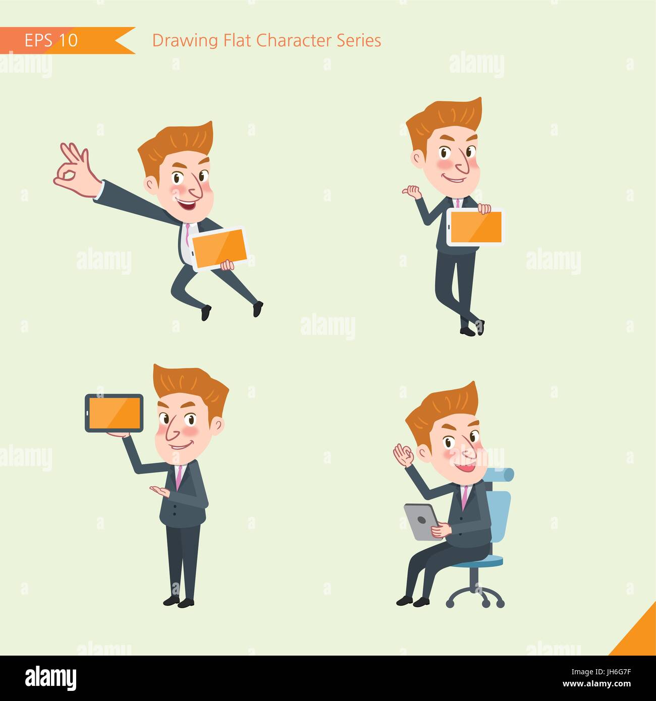 Set of drawing flat character style, business concept young office ...
