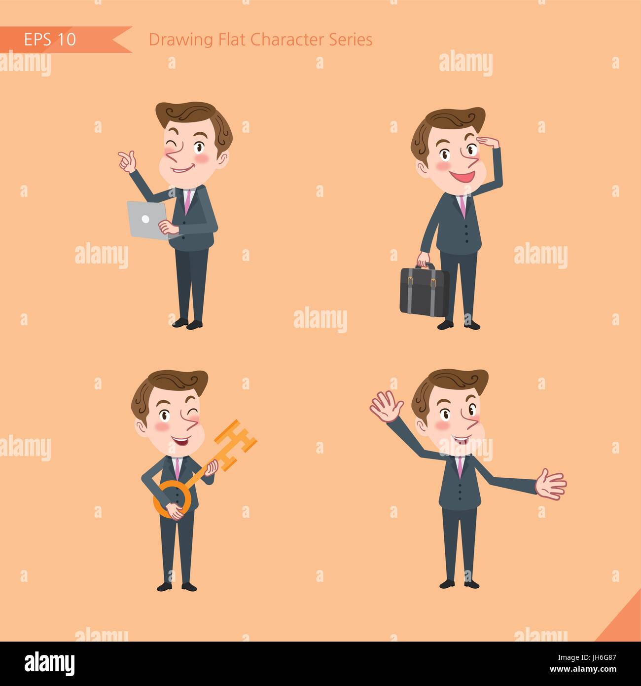 Set of drawing flat character style, business concept young office ...