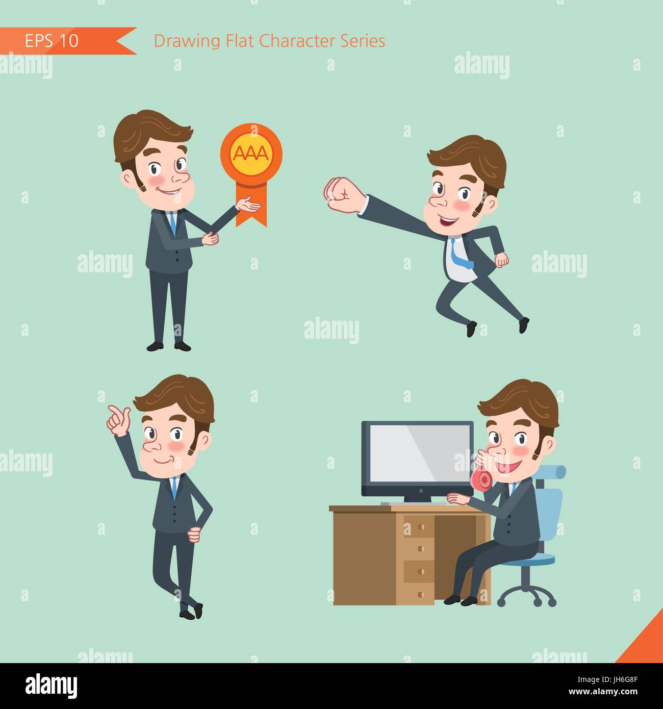Set of drawing flat character style, business concept young office ...