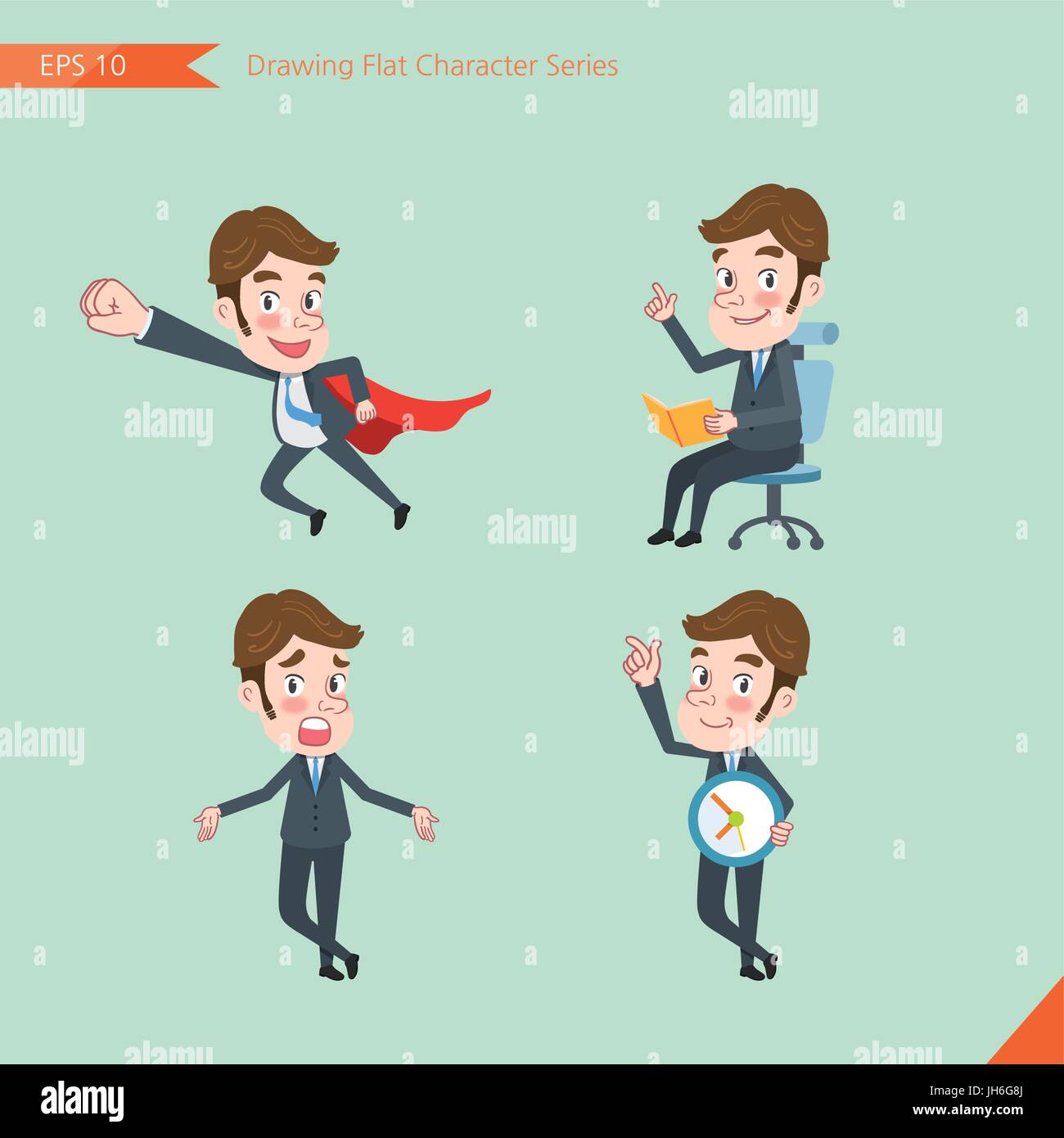 Set of drawing flat character style, business concept young office ...
