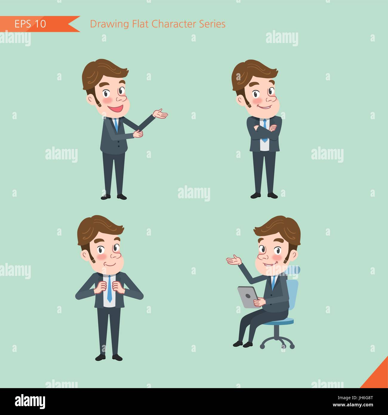 Set of drawing flat character style, business concept young office ...