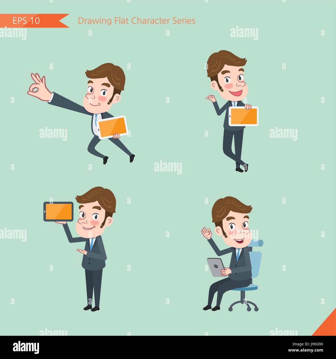 Set of drawing flat character style, business concept young office ...