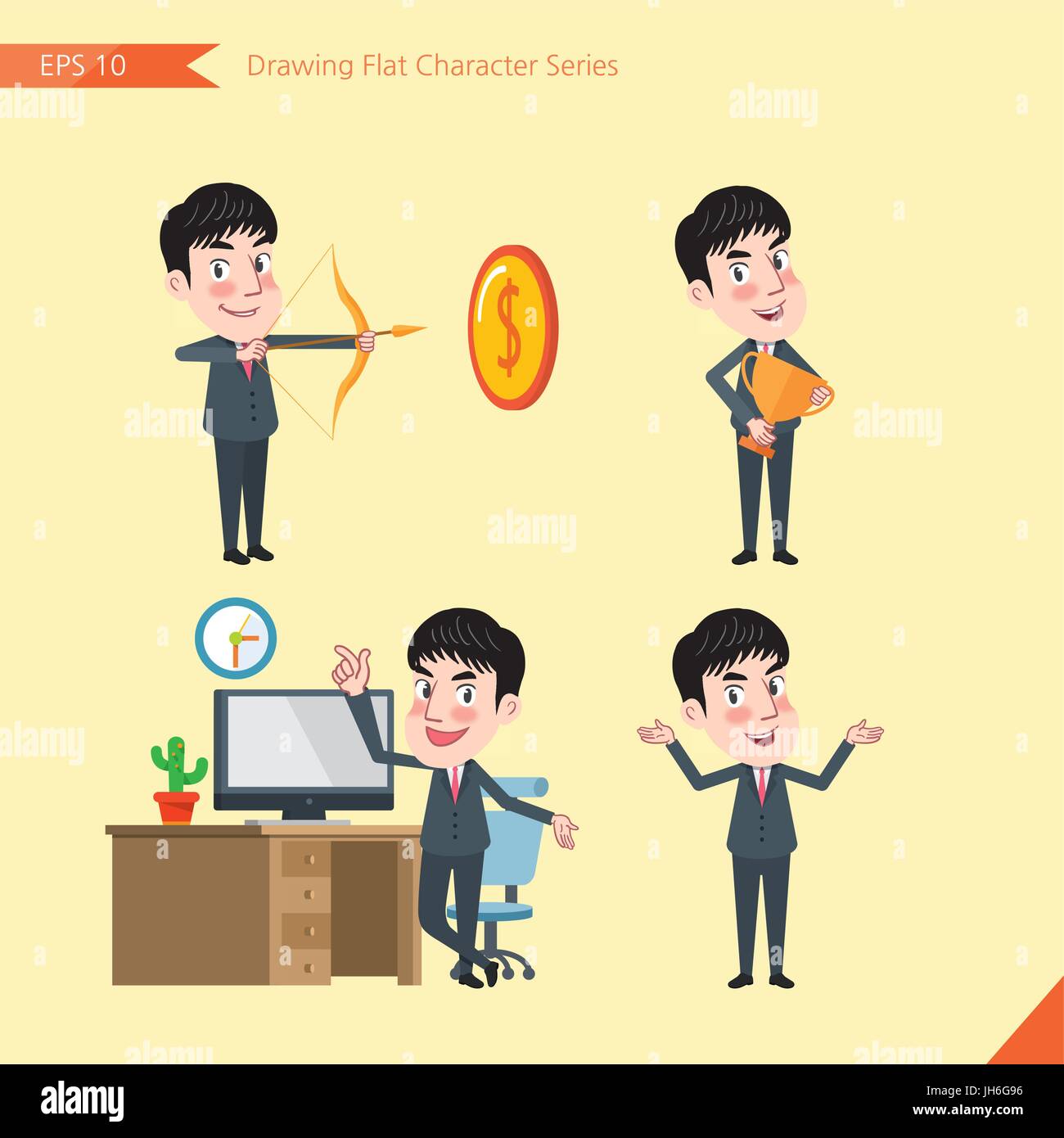 Set of drawing flat character style, business concept young office ...